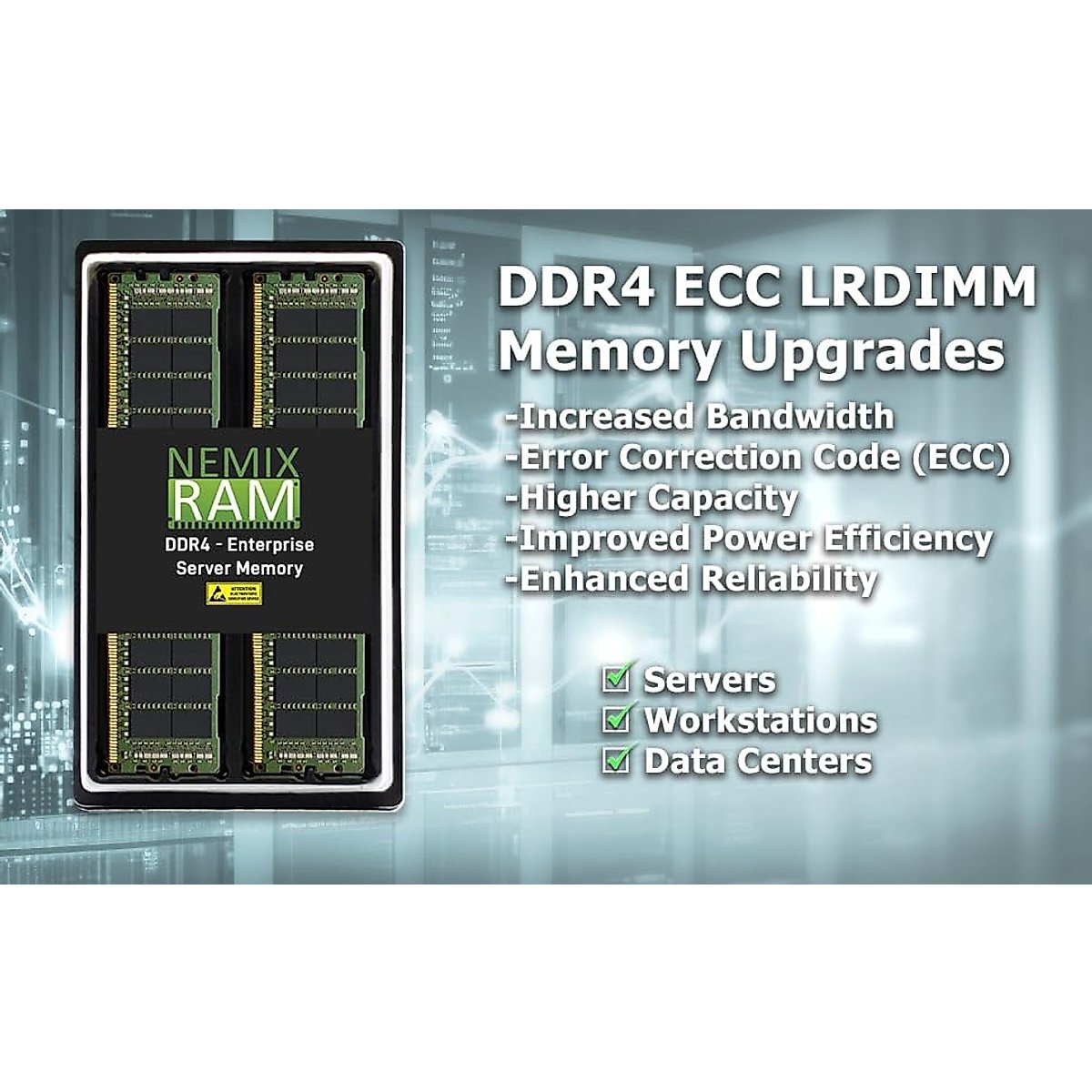 NEMIX RAM 512GB (8X64GB) DDR4 2133MHZ PC4-17000 4Rx4 1.2V 288-PIN ECC LRDIMM Load Reduced Server Memory KIT