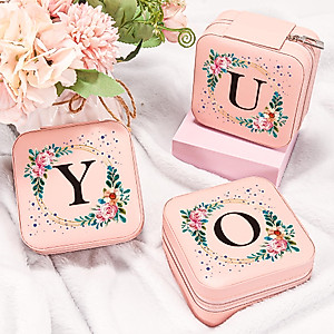 Buouforau Birthday Travel Jewelry Case Gifts for Women, Bestie, Small Jewelry Box Gifts for Bff, Birthday Gifts for Female Friends, Personalizedl Mini Jewelry Box Gifts -Initial B