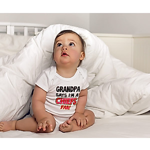 NanyCrafts Baby's My Grandpa Says I'm a Chiefs Fan Bodysuit 6 Months Grey