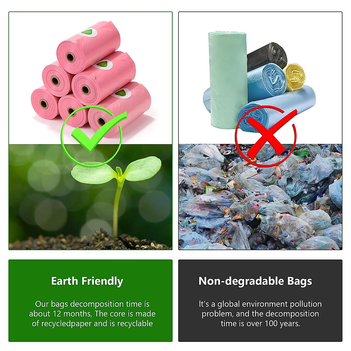 WDFAACK Biodegradable Pink Dog Poo Bags Lavender scent with Dispenser - 300 Large Poop Bags, Extra Thicken Strong Corn Starch Blended Compostable Leak Proof Poop Waste Bag for Dogs