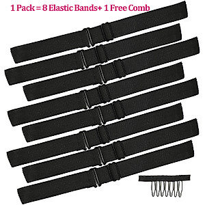 Adjustable Elastic Band for Wigs，Adjustable Wig Band Wig Elastic Bands for Keeping Wig in Place Elastic Adjustment Strap Sew to the Wig Cap (8Pcs, Elastic Band)