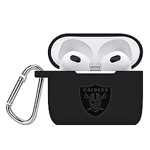 GAME TIME Las Vegas Raiders Engraved Silicone Case Cover Compatible with Apple AirPods Gen 3 (Black)