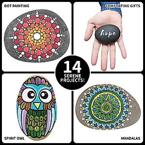 SpiceBox Rock Painting Kit for Adults and Teens, DIY Arts and Crafts Creative Activities, Make Your Own Painted Rocks, Multi Colors, (13459)