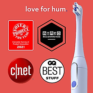 Colgate hum Smart Electric Toothbrush Kit, Rechargeable Sonic Toothbrush with Travel Case & Bonus Refill Head, Blue