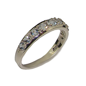 LetsBuyGold 925 Sterling Silver Natural Aquamarine Womens Wedding Band Ring - Size 7.5