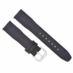 Ewatchparts 22MM CANVAS LEATHER WATCH BAND STRAP COMPATIBLE WITH IWC PILOT TOP GUN PORTUGUESE BLACK