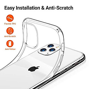 TORRAS Crystal Clear Compatible for iPhone 11 Pro Case, [Non-Yellowing] Shockproof Protective Soft Slim Thin Cover for iPhone 11 Pro Case 5.8" (Crystal Clear)