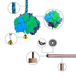 matafat 59Inch Bird Rope Perch,Bird Toys,1Pcs Bird Rope Stand & 3Pcs Wooden Bird Perch for Parakeets Cockatiels, Conures, Macaws, Lovebirds, Finches