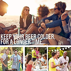 Beer Bottle Insulator,2Pack Stainless Steel Beer Bottle Holder，Beer Cooler Keeps Drinks Colder with Beer Opener,Longer,for Camping/Fishing/Beach