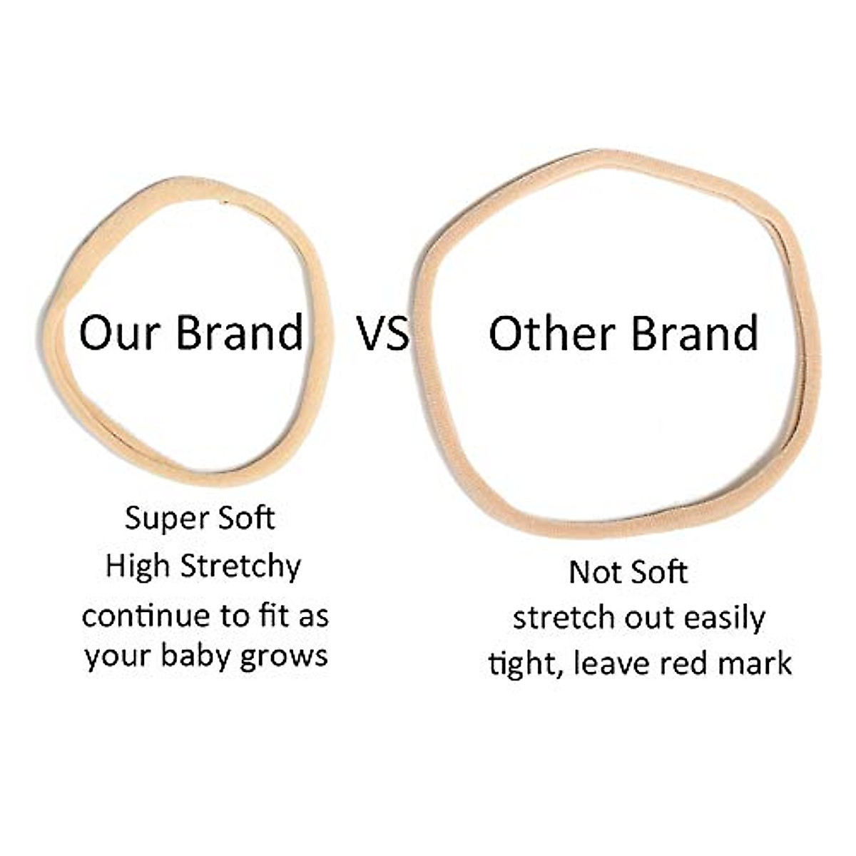 catin Super Soft Nude Nylon Headband For Newborn Baby Kids, High Stretchy, 20 Pcs For DIY Crafts