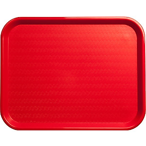 CFS Cafe Plastic Fast Food Tray, 14" x 18", Red, (Pack of 12)