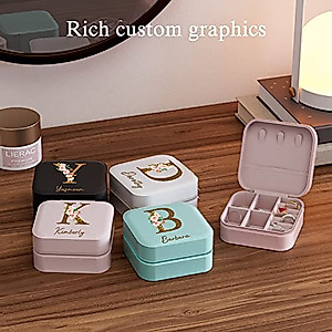 Personalized Jewelry Box - Custom Gifts for Women, Portable Small Travel Jewelry Organizer with Birth Flower & Name, Bridesmaid Gifts, Wedding Gifts, Gifts for Birthday Anniversary for Mom Wife Girls