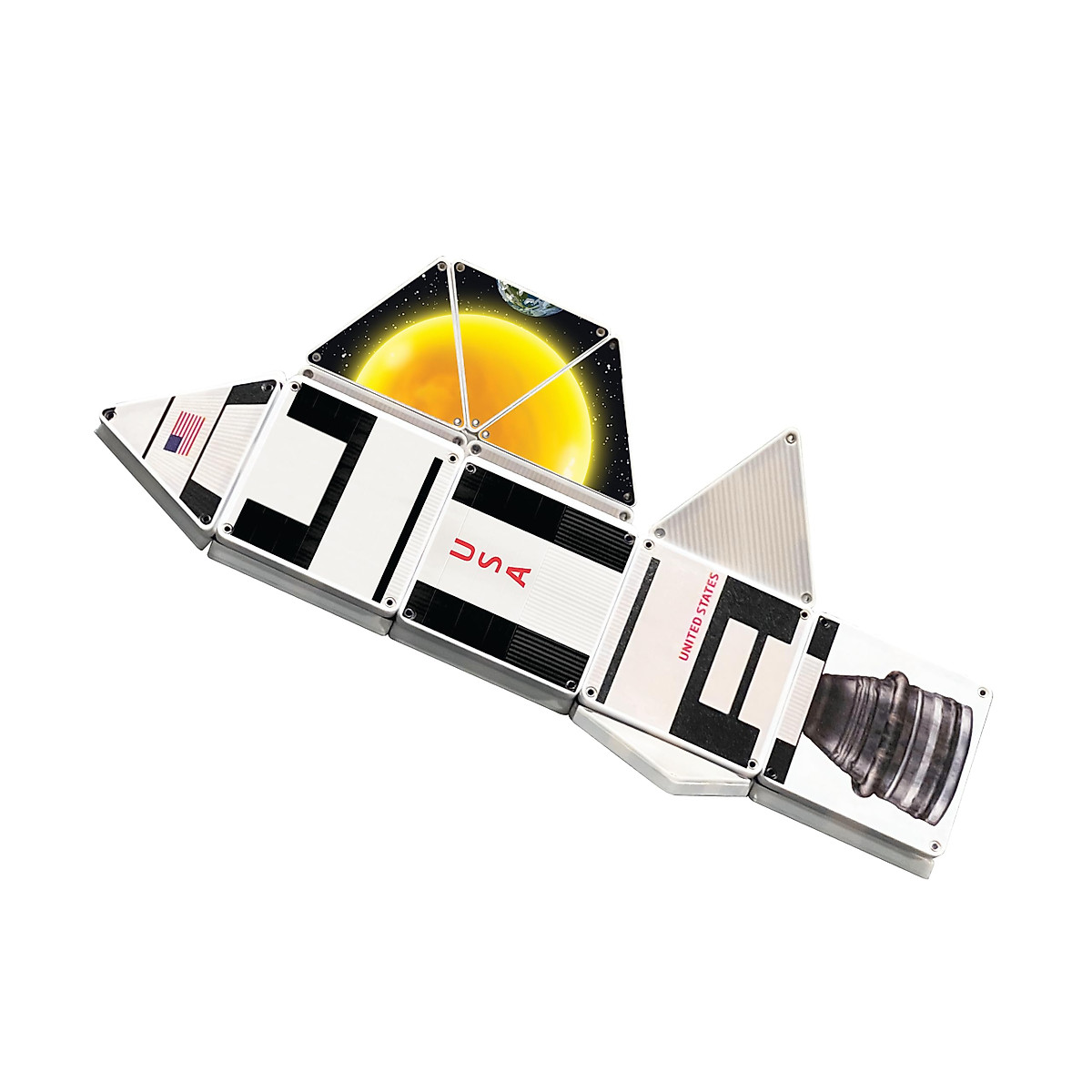 CreateOn Magna-Tiles Structure-Building Set for Kids, Galaxy Rocket Magnet Tiles, Magnetic Kids’ Building Toys, STEM Toys for Boys and Girls Ages 3+, 24 Pieces