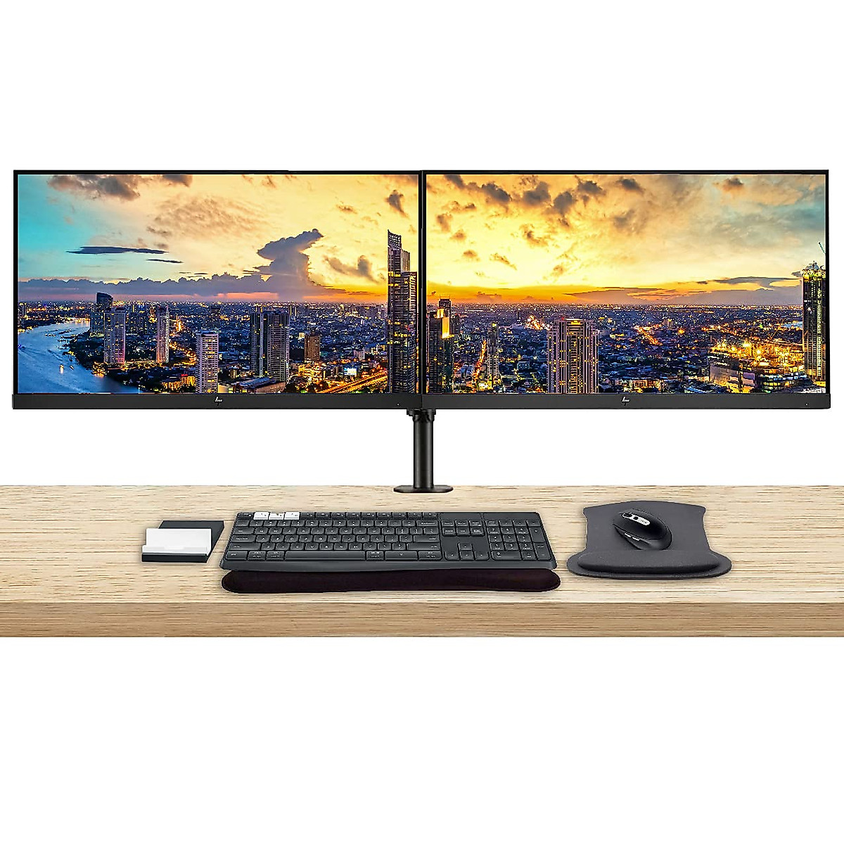 HP E24u G4 24 Inch IPS FHD 2-Pack Monitor Bundle with USB Type-C, E24 G4 Monitor, K375s Bluetooth Keyboard, M585 Bluetooth Mouse, Gel Pads, Compatible with MacBook, MacBook Pro, iPad and iPhone