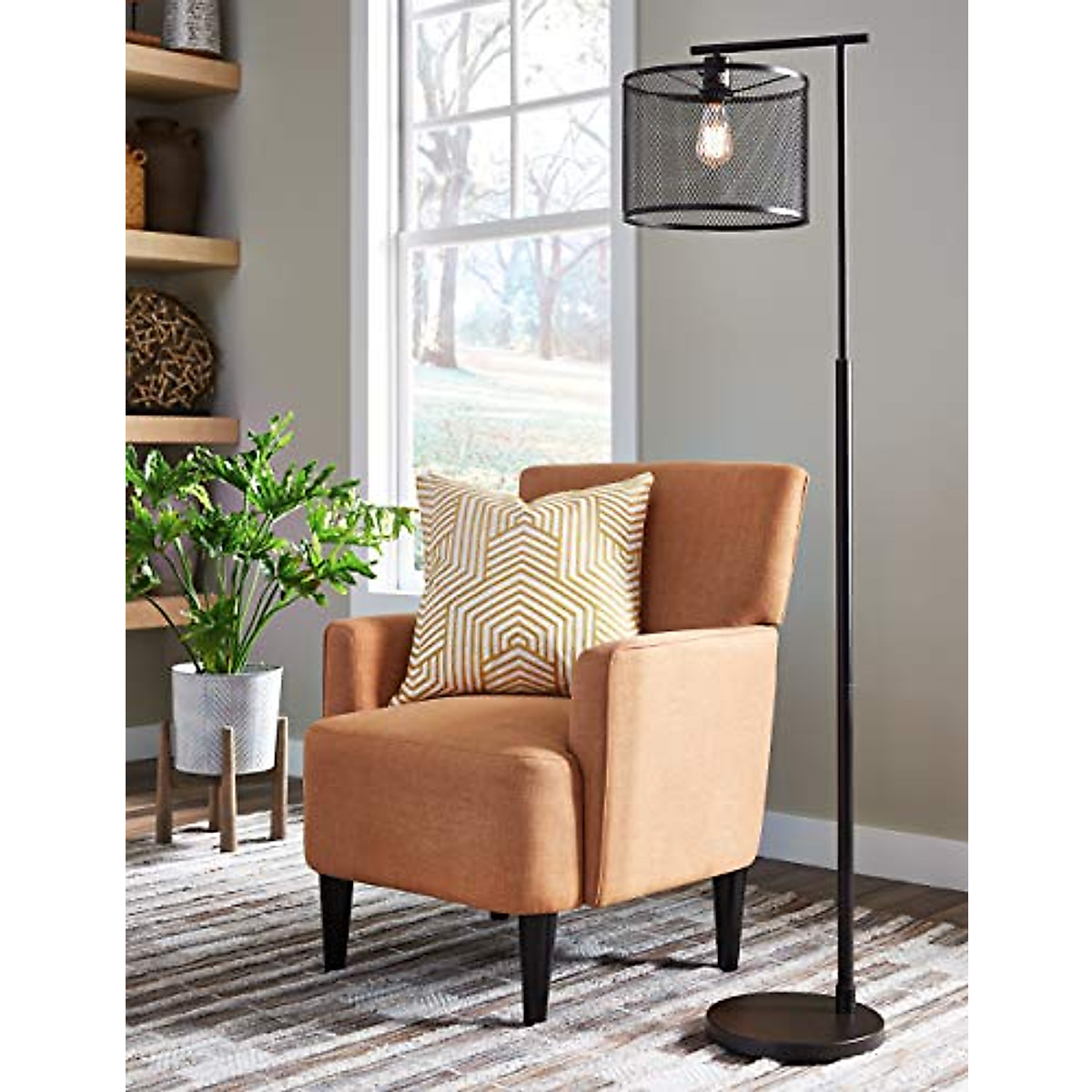 Signature Design by Ashley Nolden Modern Industrial Metal Floor Lamp, 61", Bronze Finish
