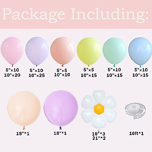 Daisy Pastel Balloon Garland Kit 157pcs Pastel Macaron Balloon Arch Kit with Flower Mylar Balloon for Boho Mothers Day Spring Daisy Floral Theme Two Groovy Party Decoration