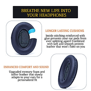 Hoxiver Earpads Replacement for Bose QC35 (QuietComfort 35) & QC35ii Headphones Ear Pads Cushions,Soft Protein Leather,Noise Isolation Foam(Midnight Blue)
