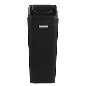 Jandson Black Swing Trash Can, Slim Trash Bin for Narrow Space, 14 Liter, F