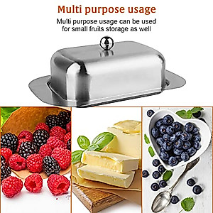 VENUSDALI Butter Dish, Stainless Steel Butter Dish with Lid,Solid Cheese Butter Container,Butter Cheese Storage Box,Durable Butter Tray,butter dishes with lid (7.3*4.9*2.2in)
