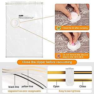 8 Pack Vacuum Storage Bags(8 Jumbo） - Triple Seal Turbo Valve Design Vacuum Seal Bags,Give Away Complimentary Hand Pump Compression Bags for Travel，Suitable for Clothes, Duvets, Sheets (8)