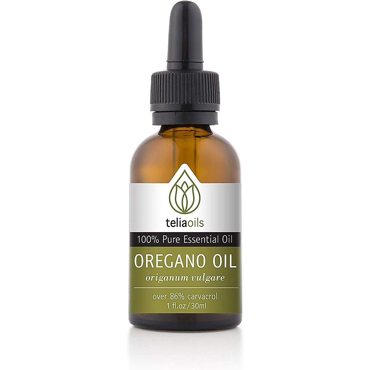 Teliaoils 100% Organic Oil of Oregano - Super Strength Over 86% Carvacrol - Food Grade Wild Oregano Oil from The Mountains of Greece - Undiluted, Certified, Pure Oregano Essential Oil - 1 oz