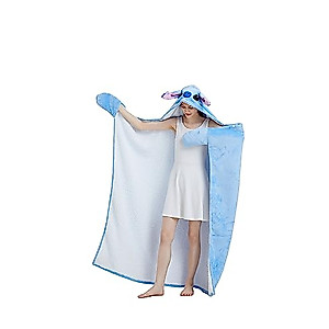 OGU' DEAL Stitch Wearable Throw Blanket Flannel Oversized Sharp Anime Cosplay Hooded Cloak Shawl Wrap Nap Quilt