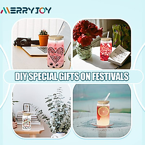 MerryJoy 25 PACK Sublimation Glass Blanks With Bamboo Lid,16 OZ Frosted Glass Cups With Lids And Straws,Sublimation Glass Can,Sublimation Glass Blanks For Iced Coffee,Juice,Soda,Drinks,Beer