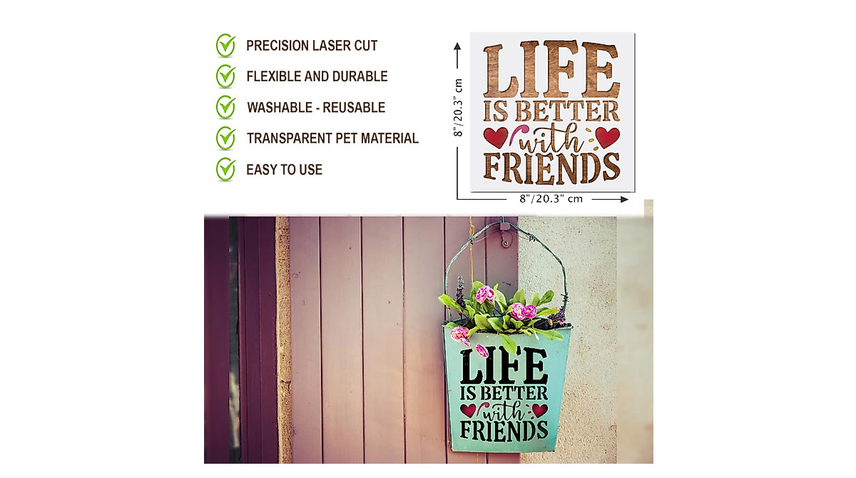 16 Piece Inspirational Stencil Set for Creative Projects
