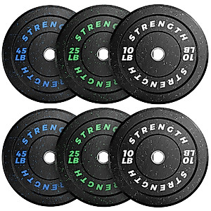 GIKPAL Bumper Plates, 2-Inch Olympic Weight Plates with Steel Hub, Rubber Weight Plates High-Bounce with Colored Fleck for Weight Lifting Strength Training,160lb Set