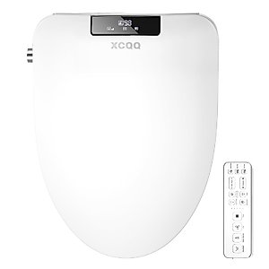 XCQQ Bidet Toilet Seat Round, Bidet with Warm Water and Air Dryer, Heated Toilet Seat, Multiple Spray Modes for Family Members, Self Cleaning Nozzle, Night Light, Remote Control