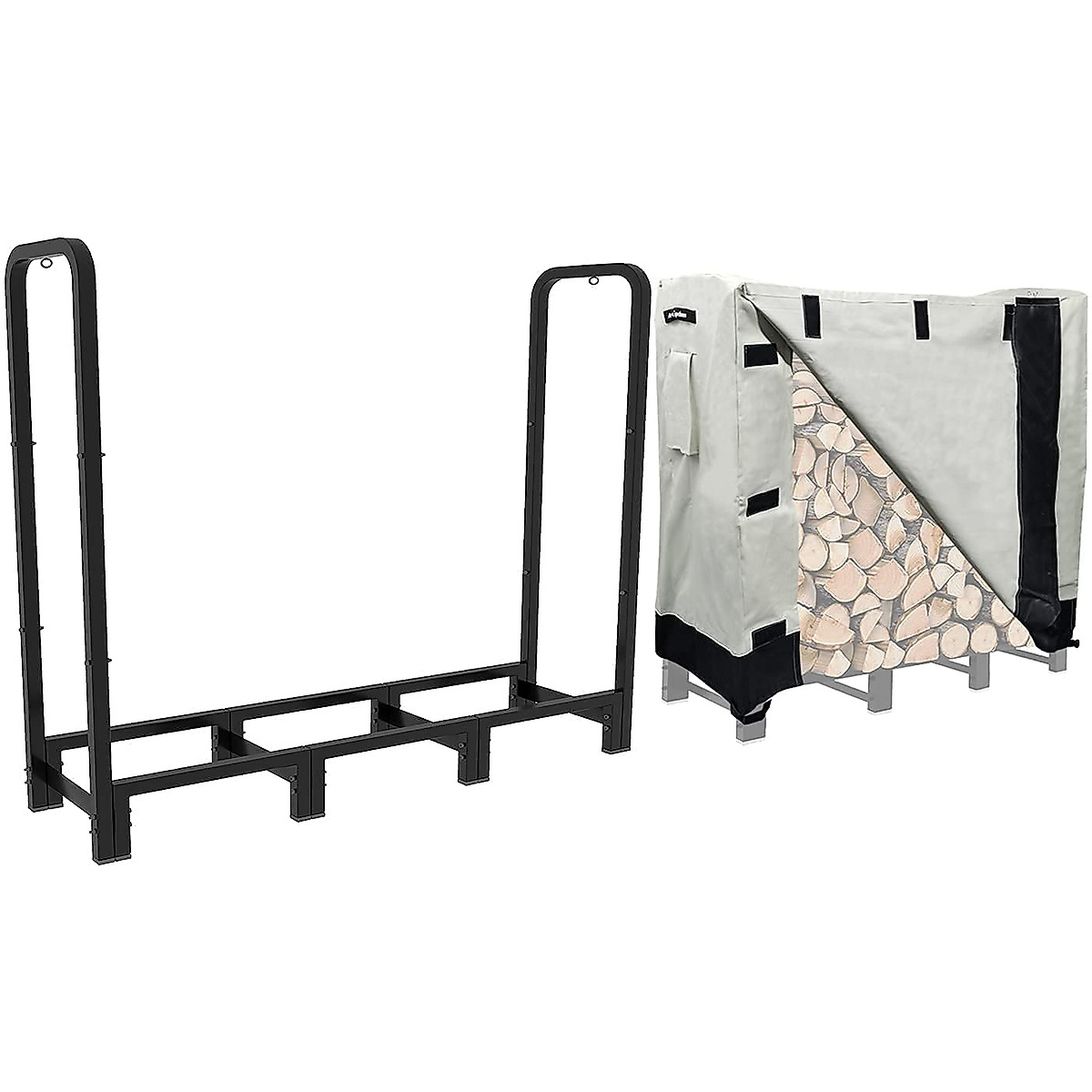 Artibear Firewood Rack Stand 4ft With Log Holder Cover For Outdoor Indoor Fireplace Wood Pile Storage Stacker Organzier