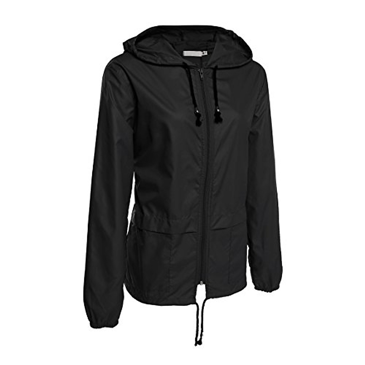 Hount Women's Lightweight Hooded Waterproof Packable Active Casual Rain Jackets (M, Black)