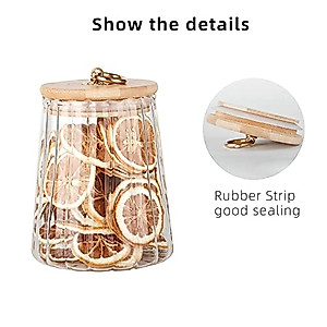 IZEJAZT Irregular storage glass jars,Glass jar canisters with airtight lids，Wide mouth mason jars，Overnight oats jars，Cookie jar，Candy jar，Spice Jars With Bamboo Lids (Oval, 1-Pack)