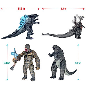 TwCare 8pcs Attacking King Kong vs Godzilla Toys 2021 Movable Joint Action Figures King of The Monsters Birthday Dinosaur Kid Gift Cake Toppers
