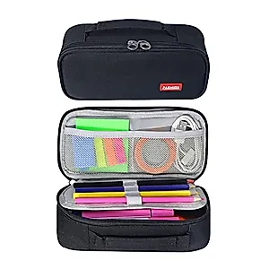 Big Pencil Case, Protable Pencil Case Organizer, Pencil Pouch, Black Pencil Cases for Adults Boys Kids Teen Students, Large Pencil Pen Case for Office School