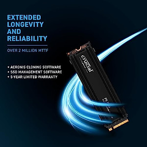 Crucial P5 Plus 2TB Gen4 NVMe M.2 SSD Internal Gaming SSD with Heatsink, Compatible with Playstation 5(PS5) - up to 6600MB/s - CT2000P5PSSD5