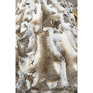 Seek4comfortable Soft Real Rabbit Fur Throw Blanket Rug Patchwork Skin Fur Rug Pelz Leather Pelt Home Kitchen Bed Throws, 43" x 22"(Straw Yellow)