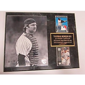 Yankees Thurman Munson 2 Card Collector Plaque #8 w/ 8x10 BW Photo