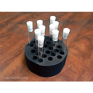 Polar Whale 2 Test Tube Racks Black Foam Round Shaped Holder Storage Organizer Stand Transport Holds 24 Tubes Fits up to 20mm Diameter