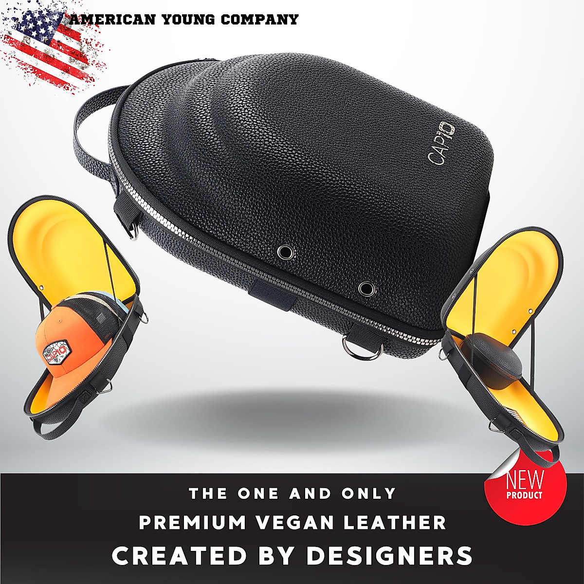 CAP10 Premium Hat Travel Case & Box - Superior Vegan Leather Cap Carrier & Organizer for Baseball Caps, New Era | Stylish Travel Hat Box for Ultimate Storage & Protection, Detachable Eyewear Box
