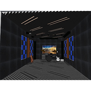 52 Pack Black Double-sided tape 1" x 12" x 12" Acoustic Grid Studio Foam Sound Absorption Wall Panels