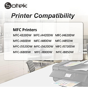 Sotek Compatible Ink Cartridge Replacement for LC203XL LC203 LC201, Use with MFC J480DW J680DW J880DW J460DW J485DW J885DW J5520DW J4320DW J4420DW J4620DW J5620 J5720DW (1 Set+ 1 BK)