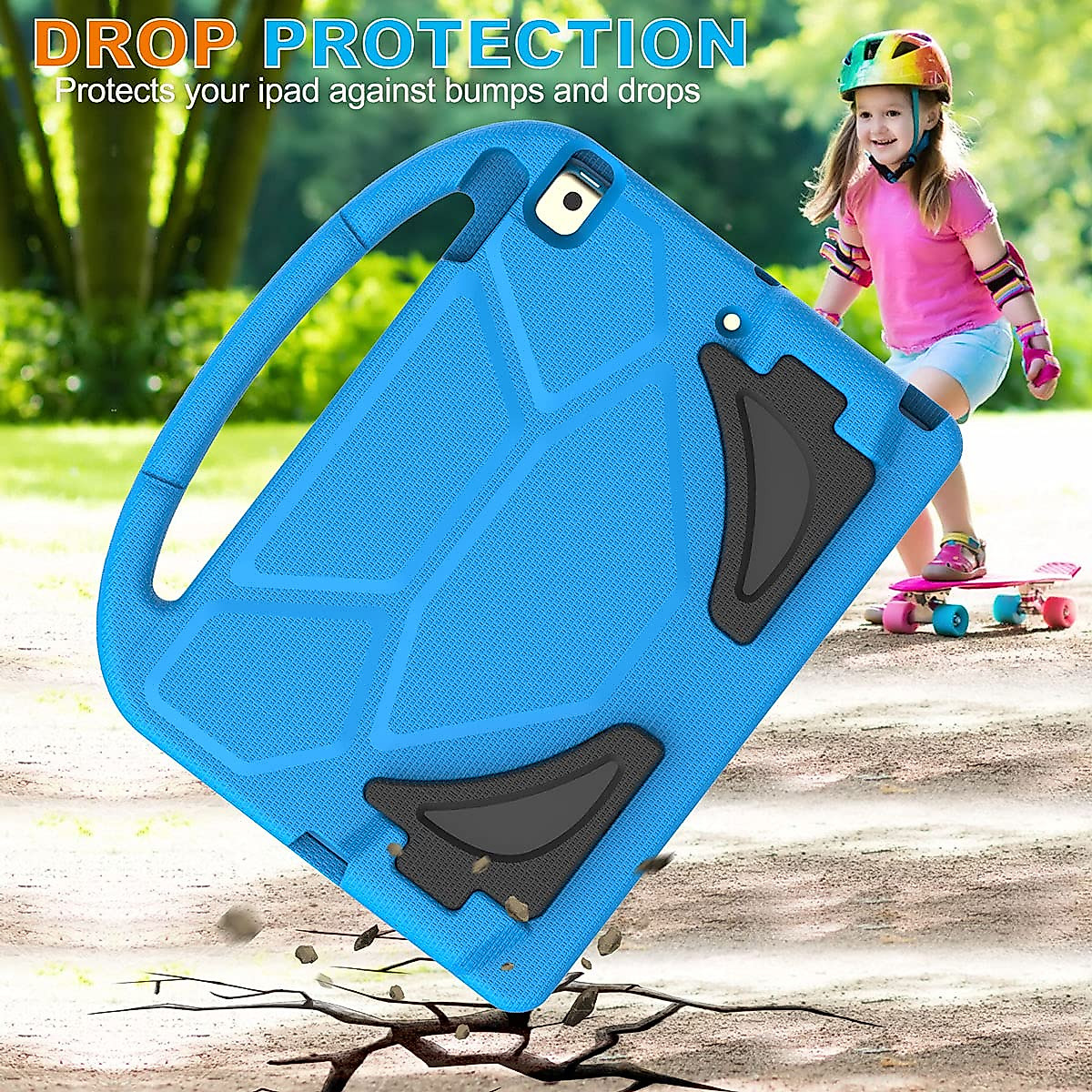 RTOBX Kids Case for iPad 10.2 & 10.5, iPad 9th/8th/7th Generation 10.2" 2021 2020 2019 Case with Screen Protector, iPad Air 3rd Gen/Pro 10.5 inch Protective Cover with Handle Stand, Blue