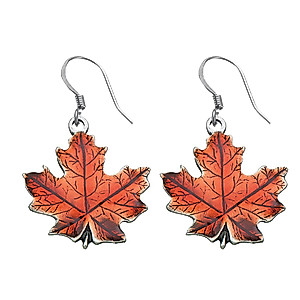 DANFORTH - Maple Leaf Fall/Autumn Earrings - 3/4” Pewter, Handcrafted, Surgical Steel Wires, Made In USA