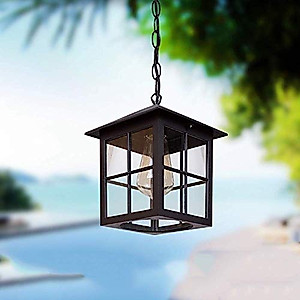 YUANFLQ European Waterproof Square Small Chandelier Outdoor Porch Balcony Decoration Ceiling Pendant Lamp Decorative Courtyard Garden Exterior Balcony Home Courtyard Villa Retro Lantern