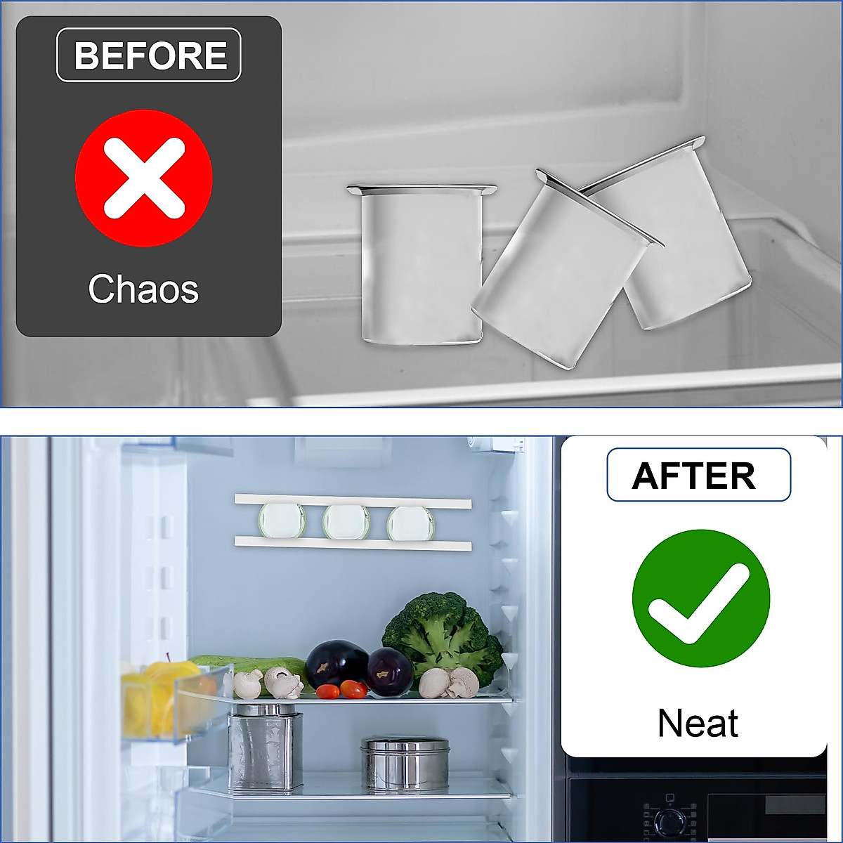 6 Pack Yogurt Organizer for Fridge, 20 Capacity Yogurt Holder for Refrigerator with Adhesive Tapes, 12" Long Fridge Yogurt Organizer Customizable to Fit Multiple Yogurt Sizes, Yogurt Fridge Organizer