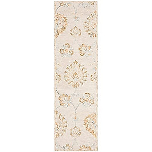 SAFAVIEH Blossom Collection 5' x 8' Beige / Sage BLM560B Handmade Premium Wool Area Rug