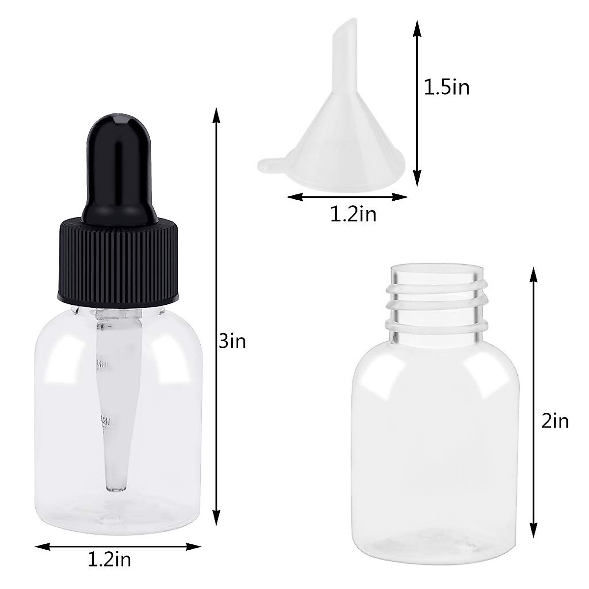 Yookat Eye Dropper Bottles 20 Pack 25ml Dropper Bottles 20 Pieces Labels and 2 Pieces Funnels Plastic Dropping Bottles Set for Essential Oils Travel and Lab