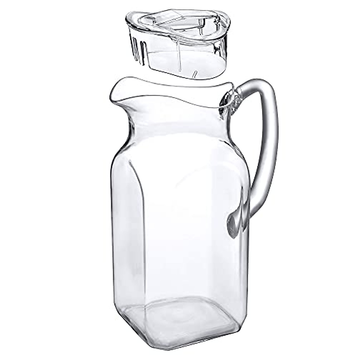 Amazing Abby - Quadly - Acrylic Pitcher (64 oz), Clear Plastic Water Pitcher with Lid, Fridge Jug, BPA-Free, Shatter-Proof, Great for Iced Tea, Sangria, Lemonade, Juice, Milk, and More