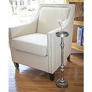 New Ridge Home Goods Dapper Glam 6in. Round Martini Side Table, Brushed Silver, Set of 2